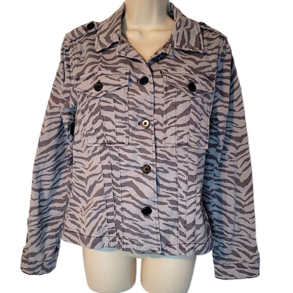 Kensie | Jackets & Coats | Kensie Zebra Animal Print Jean Jacket Denim ...